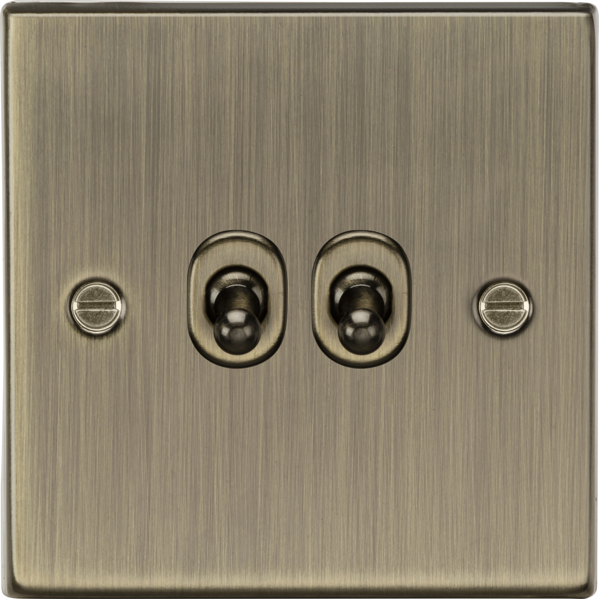 Knightsbridge CSTOG2AB Square Edge 10AX 2G 2-Way Toggle Switch - Antiq ...