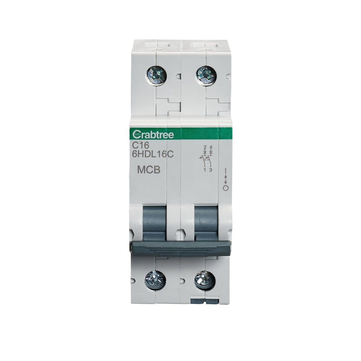 Buy Crabtree 6HDL16C Loadstar 16A Type C DP MCB | Double Pole 10kA ...