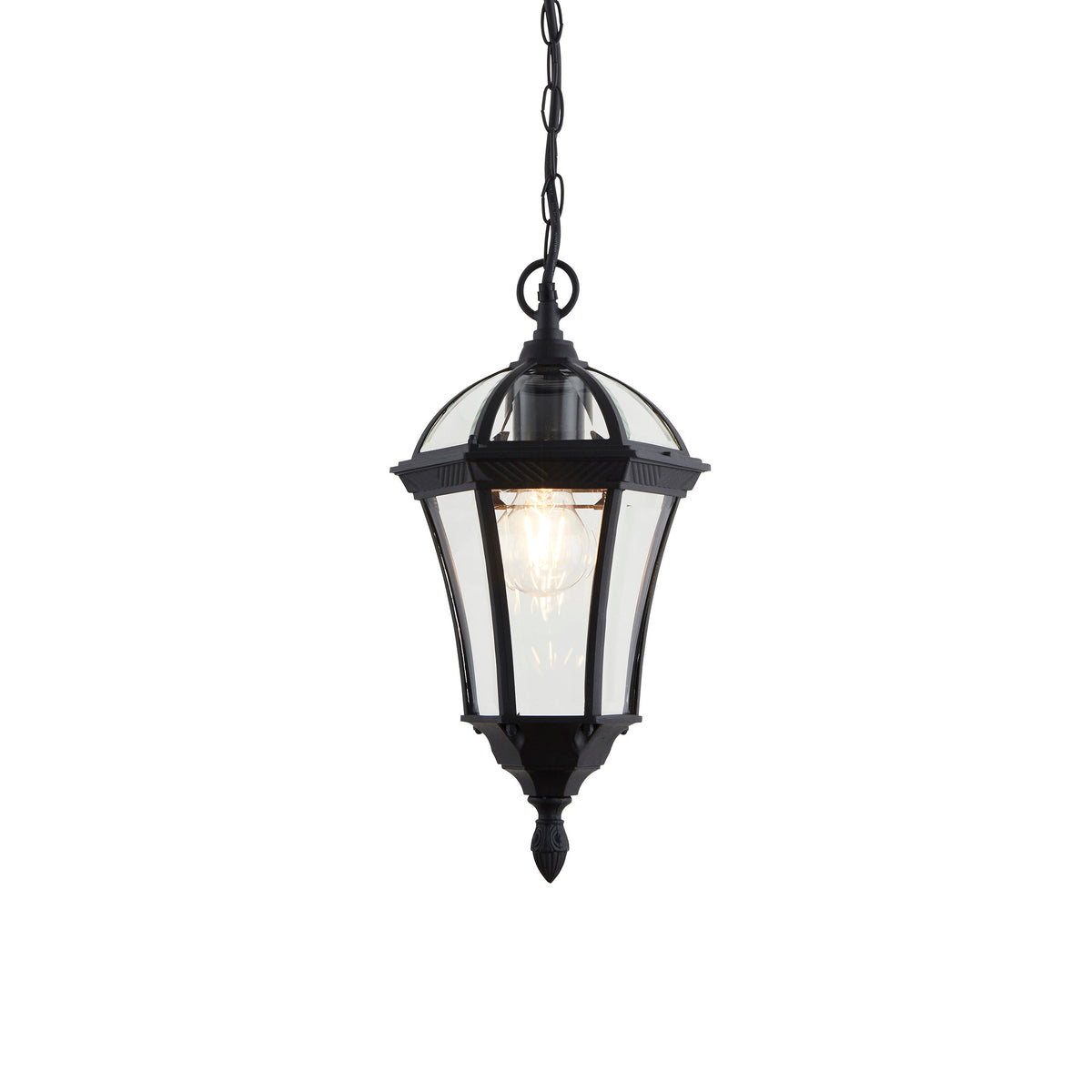 Endon YG-3503 Drayton 1lt Pendant Textured black & clear glass 60W E27 ...