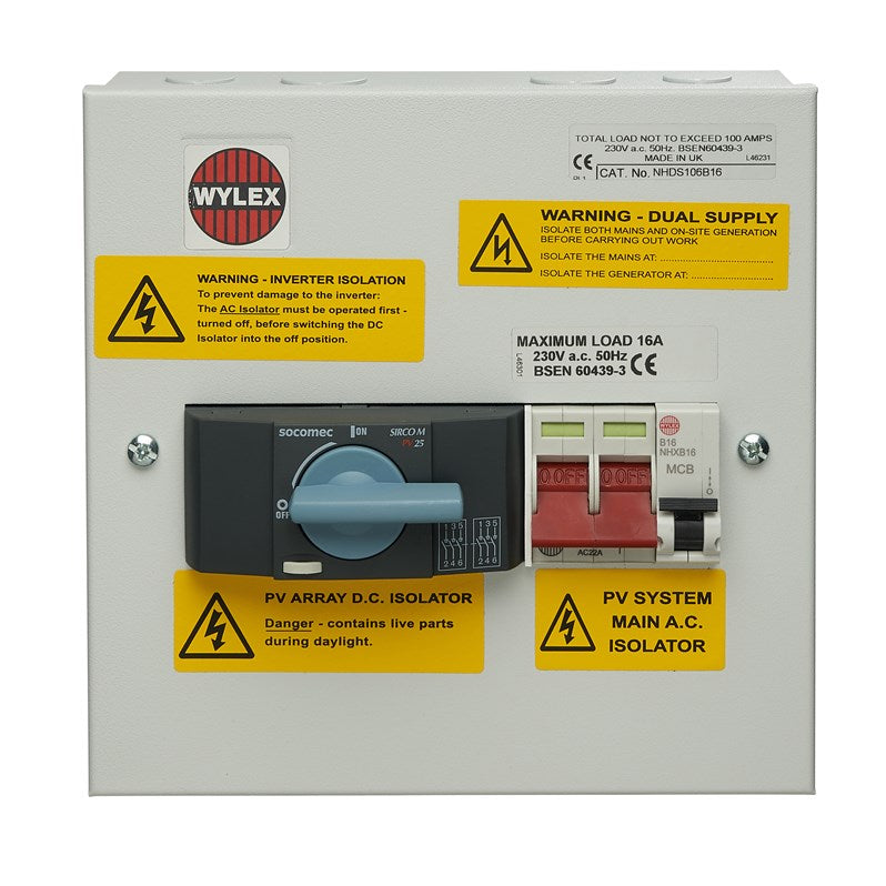 Wylex NHDS106B16 25A DC Rotary Isolator & 40A AC DP Isolator + SP 16A ...