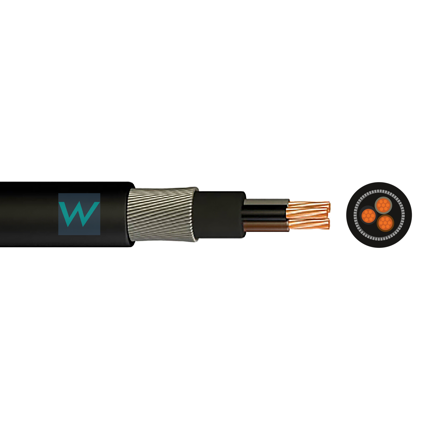 6943X 25.0mm 3 Core SWA Armoured Cable | Cut to Length Black PVC ...