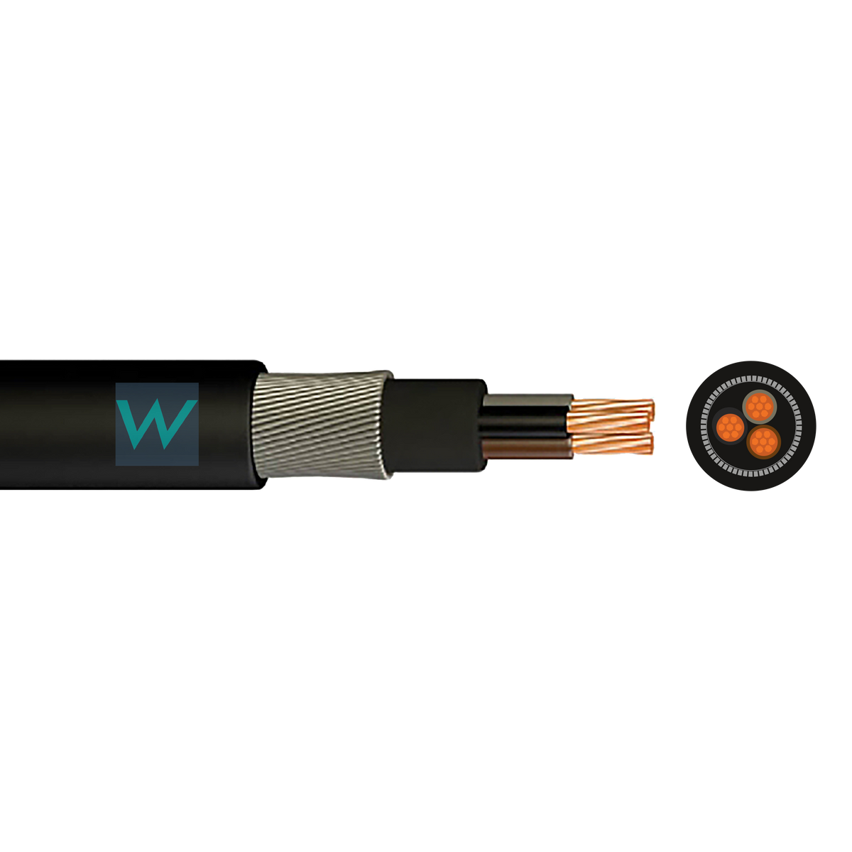 6943B 25.0mm 3 Core SWA LSZH Armoured Cable | Cut to Length Black ...