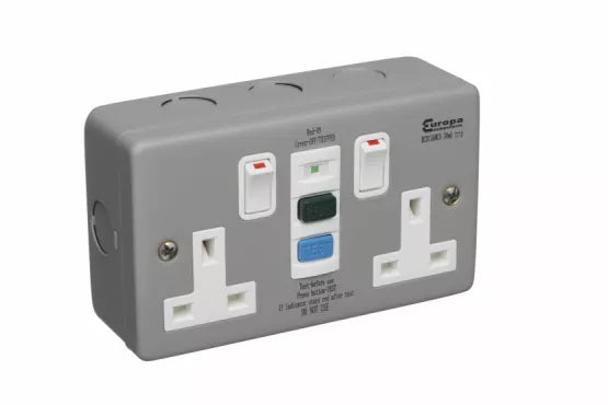 Europa RCD13AMCA Metal Clad 13A Double Socket Switched Type A RCD ...