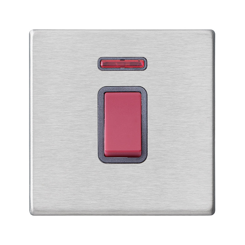 Hamilton Hartland G2 Screwless 1G 45A Double Pole Switch with Neon (Red ...