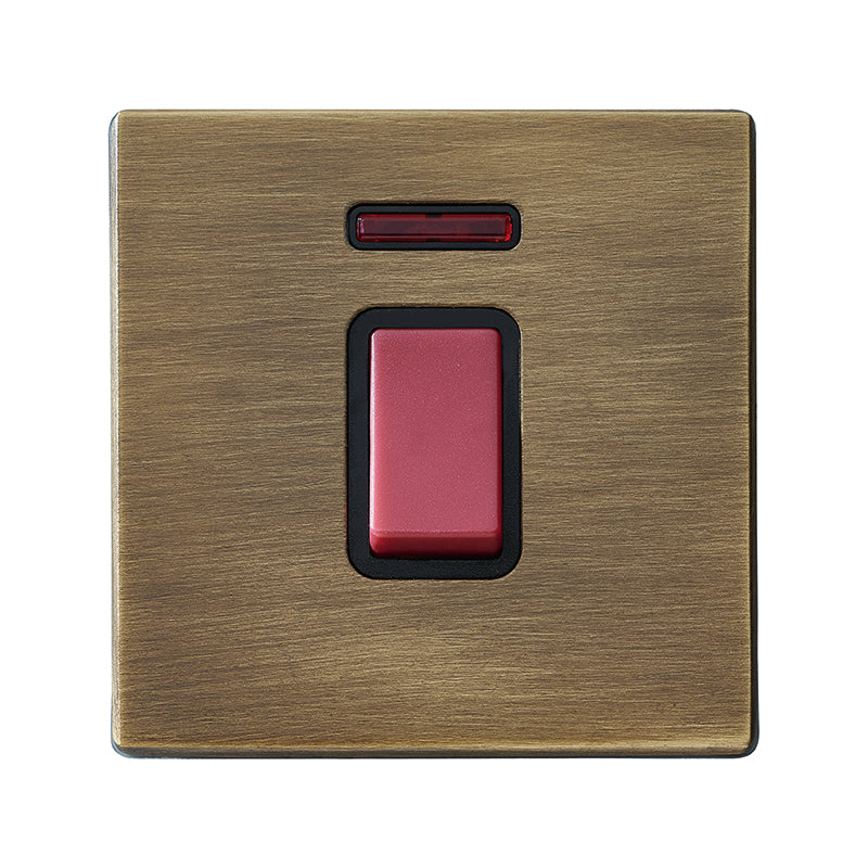 Hamilton Hartland G2 Screwless 1G 45A Double Pole Switch with Neon (Red ...