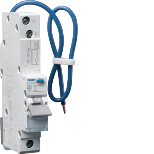 Hager ADC450G 50A SP 1 Module C Curve 6kA 30mA Type A RCBO ...