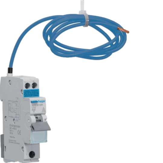 Hager ADC916R 16A 1P+N 1 Module C Curve 6kA 30mA Type A RCBO Bidirecti ...