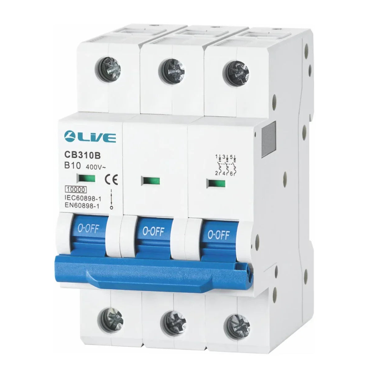 BUY LIVE Electrical CB306D Triple Pole 6A D Curve 10kA MCB ...