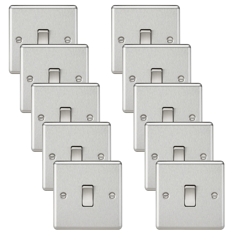 Knightsbridge CL2BCx10 Rounded Edge 10AX 1G 2-Way Plate Switch - Brush ...