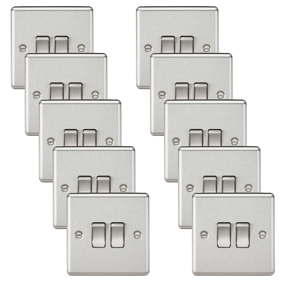 Knightsbridge CL3BCx10 Rounded Edge 10AX 2G 2-Way Plate Switch - Brush ...