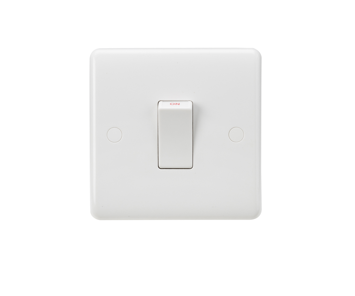 Knightsbridge CU8331W White Curved Edge 45A 1G DP Switch (White Rocker ...