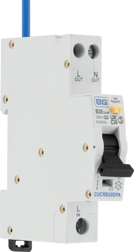 BG CUCRB20DPA 20A Double Pole 1 Module B Curve 6kA 30mA Type A Compact — B2Belectrical.com