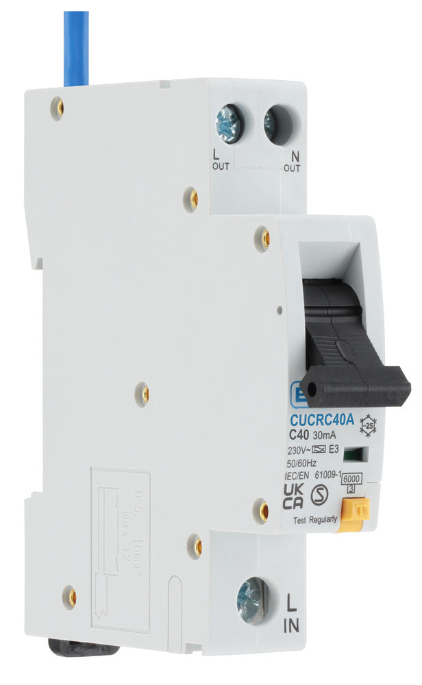 BG CUCRC40A 40A SP 1 Module C Curve 6kA 30mA Type A Compact RCBO — B2Belectrical.com
