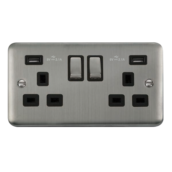 Click Deco Plus DPSS580BK 13A Ingot 2G Switched Socket + 2x2.1A USB ...