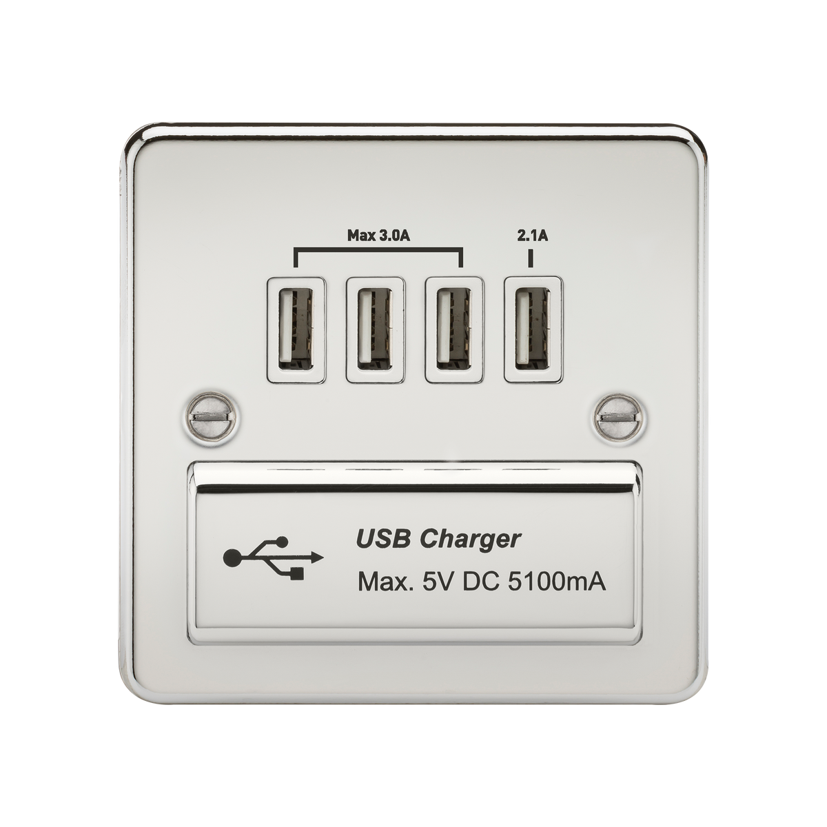 Knightsbridge FPQUADPCW Flat Plate Quad USB Charger - Polished Chrome ...