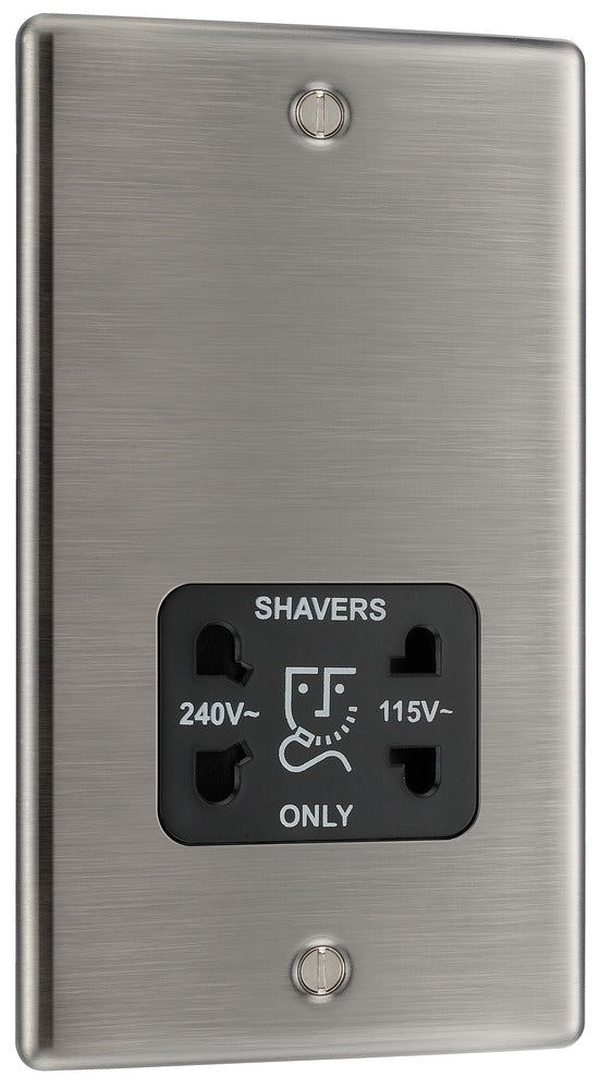 BG NBI20B Nexus Metal Dual Voltage Shaver Socket/Black - Brushed Iridi ...