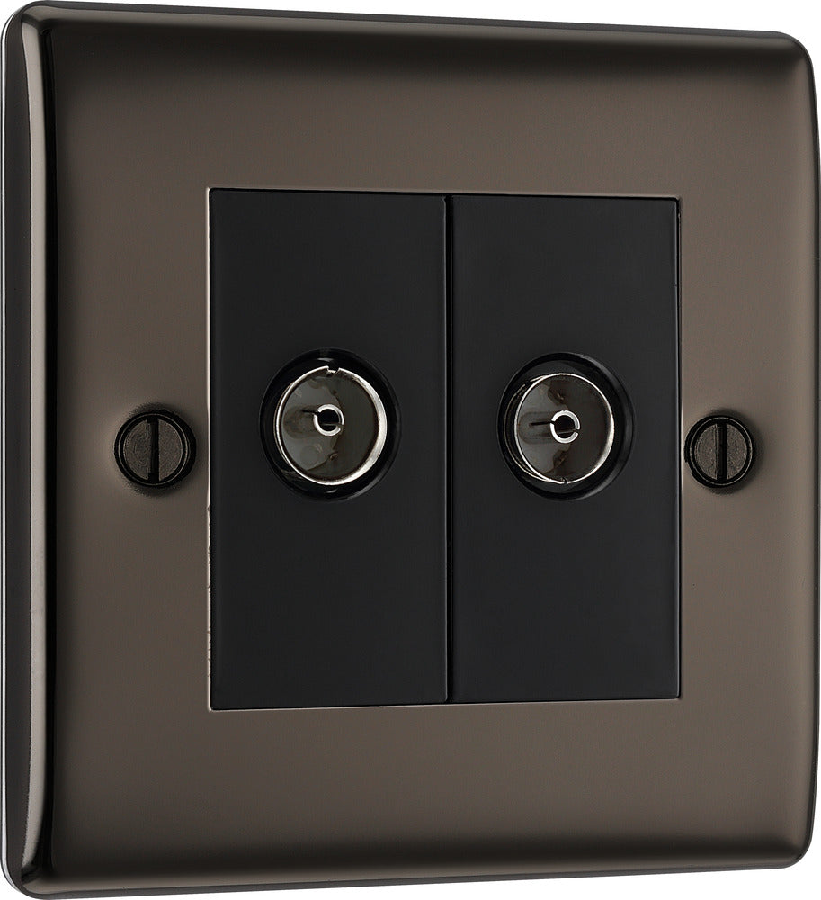 BG NBN61 Nexus Metal Double TV Aerial Socket - Black Nickel ...