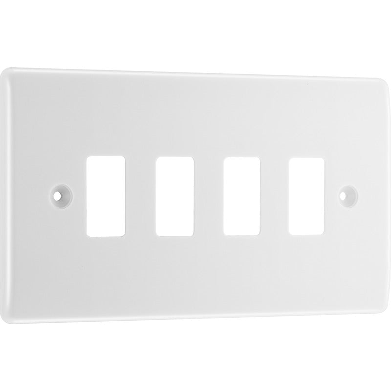 BG R84 White Moulded 4G Grid Front Plate - White — B2Belectrical.com