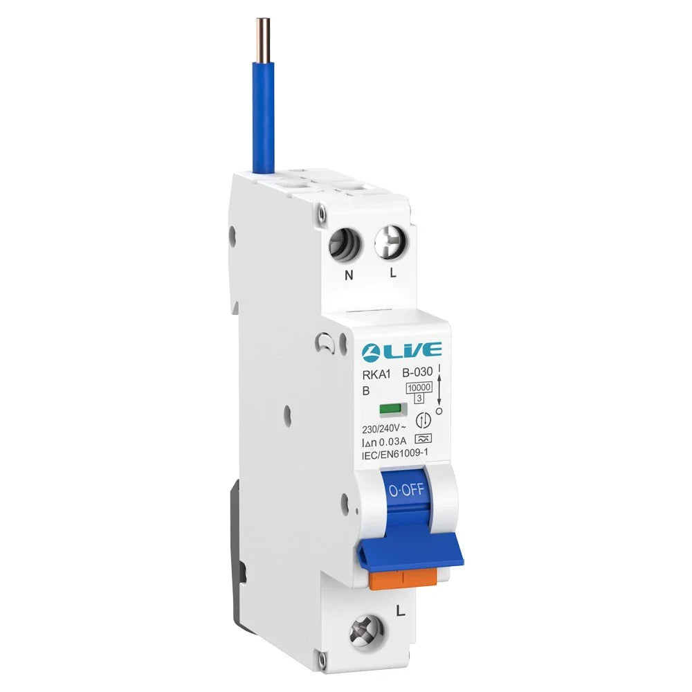 Buy LIVE Electrical RKA106B-030 6A Type A RCBO 1P+N B Curve 30mA 10kA ...