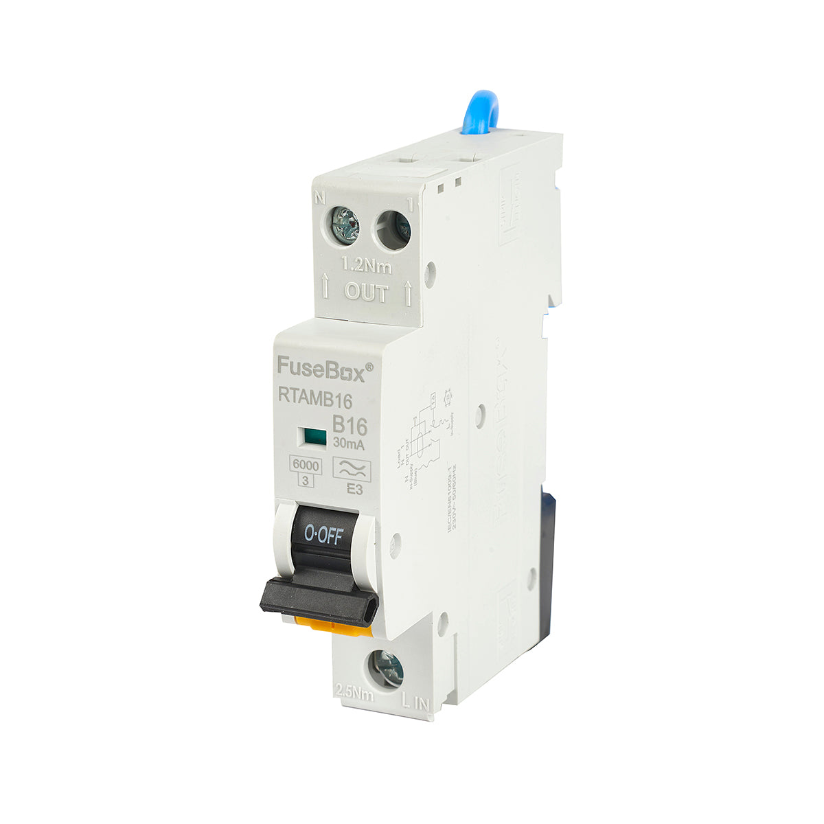 FuseBox RTAMB16 16A Double Pole B Curve 6kA 30mA Type A Mini RCBO ...