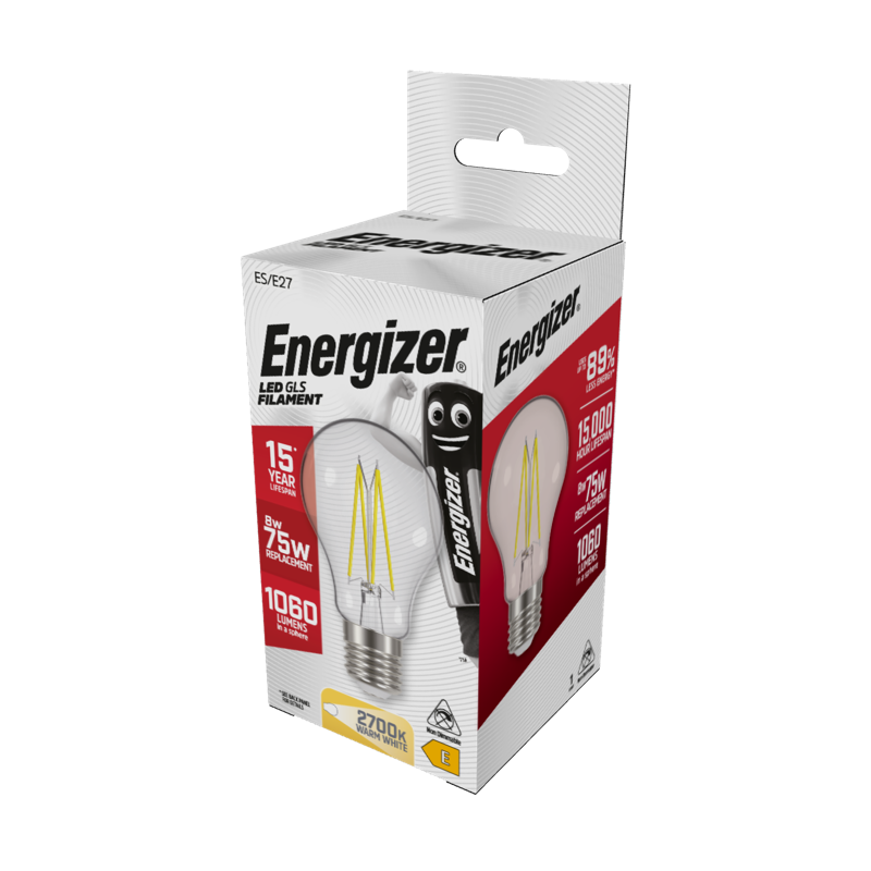 Energizer 8W 1060lm E27 ES GLS Filament LED Bulb Warm White 2700K ...