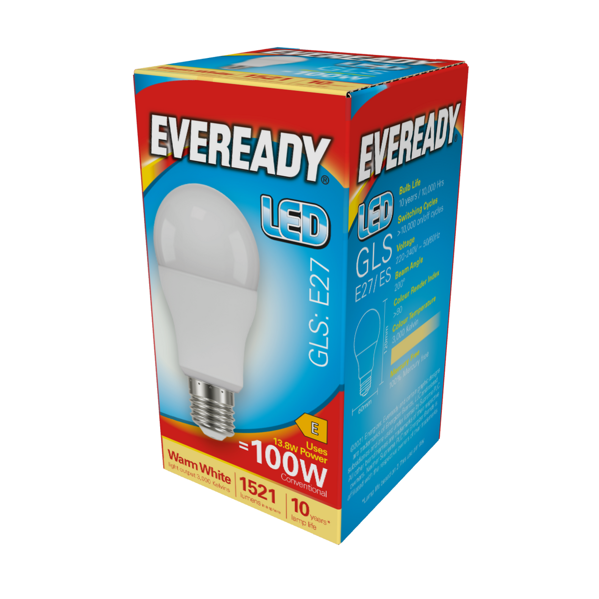 Eveready S13628 E27 ES GLS LED Bulb Opal 13.8W 1521lm Warm White 3000K ...
