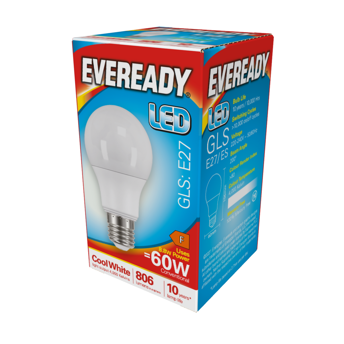 Eveready S14315 E27 ES GLS LED Bulb Opal 8.8W 806lm Cool White 4000K ...