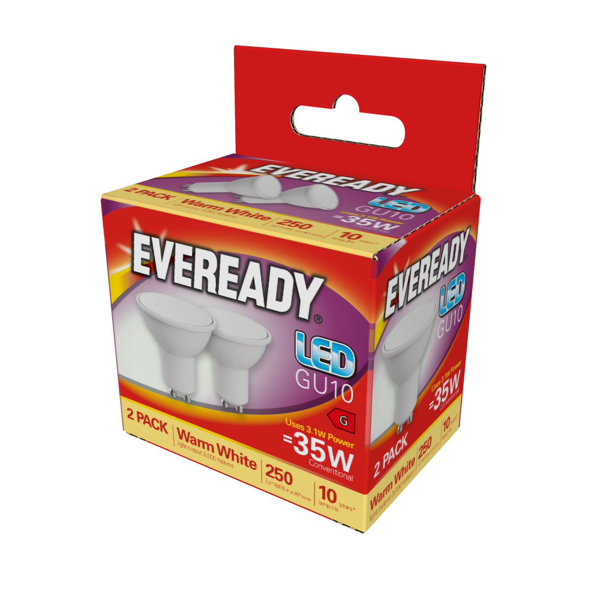 Eveready S15289 GU10 Spotlight LED Bulb Opal 3.1W 230lm Warm White 300 ...