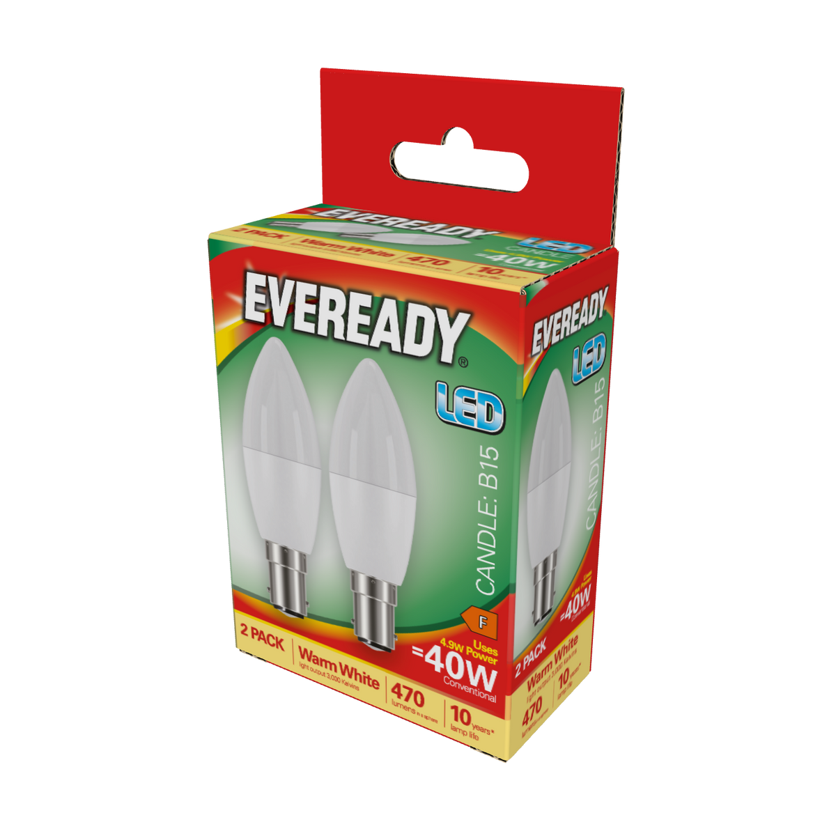 Eveready S15334 B15 SBS Candle LED Bulb Opal 4.9W 470lm Warm White 300 ...