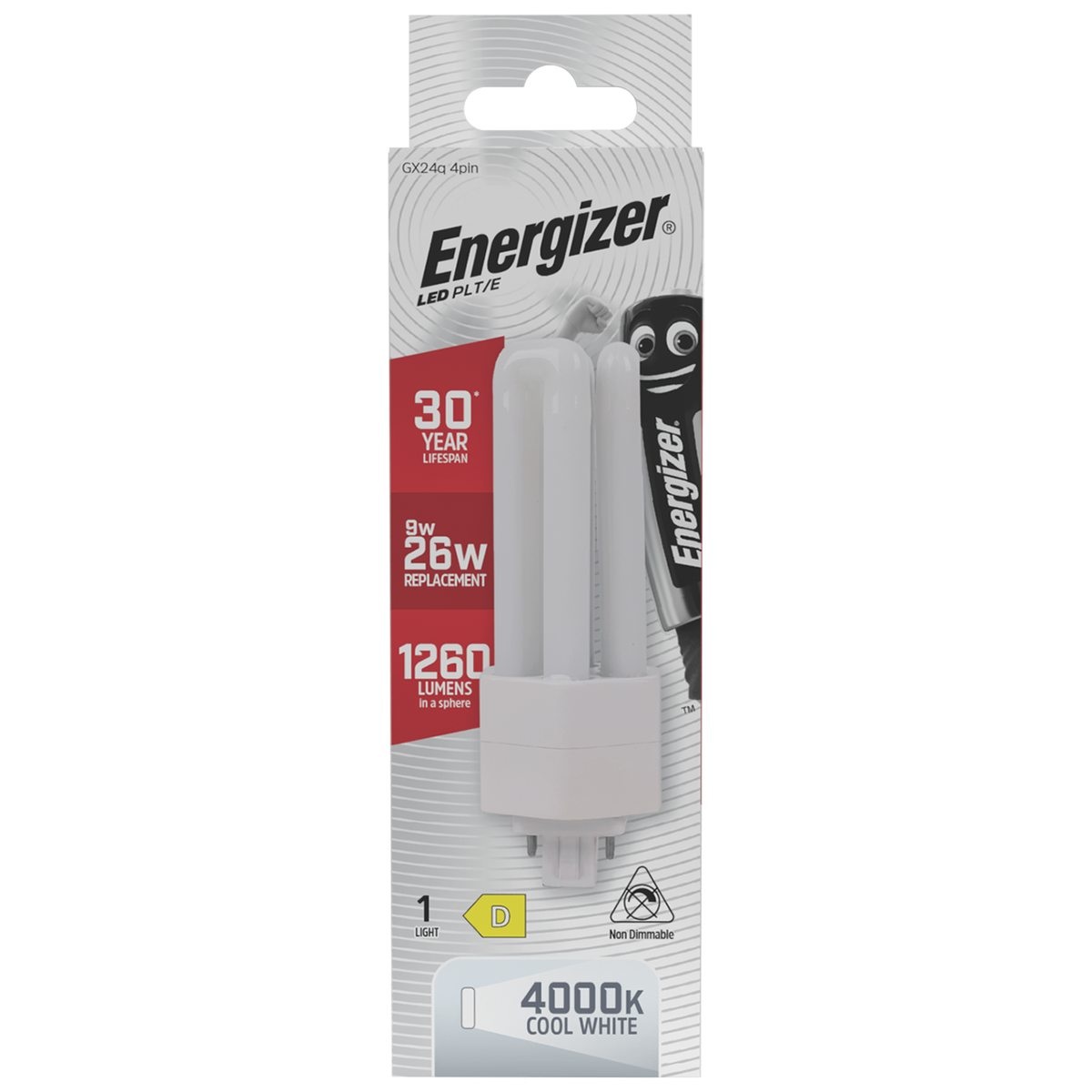 Energizer S30441 LED Lamp PLT/E GX24q 4 Pin 9W 1260lm 4000K (Cool Whit ...