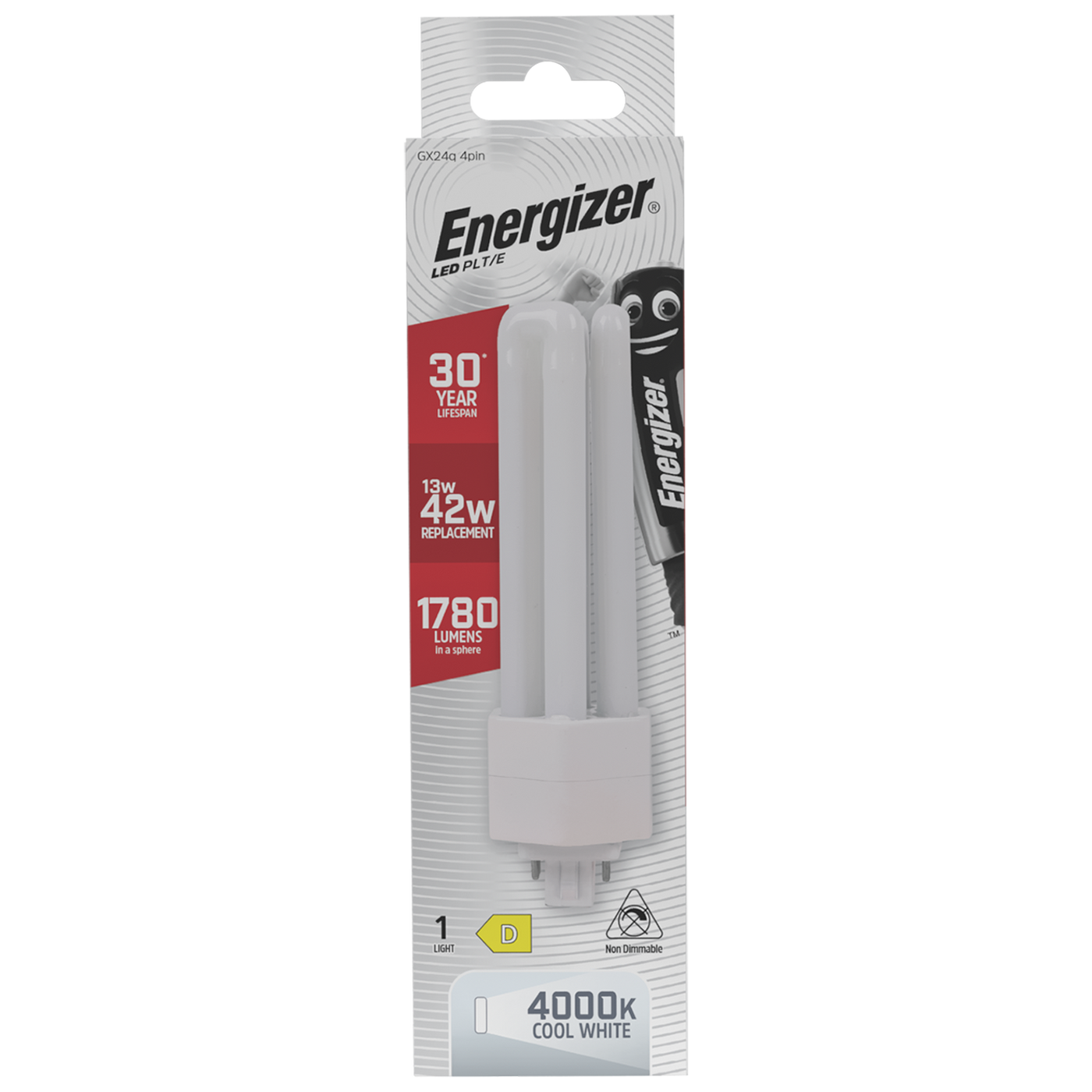Energizer S30443 LED Lamp PLT/E GX24q 4 Pin 13W 1780lm 4,000K (Cool Wh ...