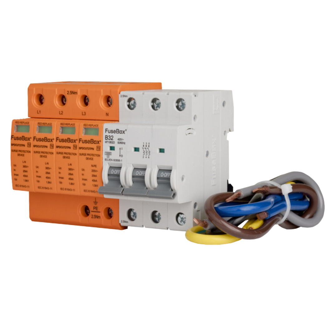 FuseBox SPDCUKITT2TPN TPN T2 Surge Protection Device Kit 3P+NPE with C ...