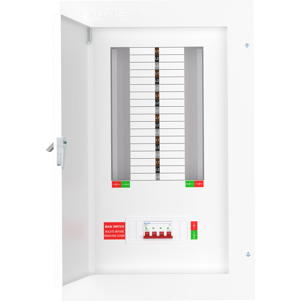 LIVE Electrical TPN12-125 12 Way TP&N Distribution Board with 4 Pole 1 ...