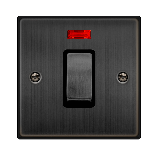 Click Deco VPBZ501BK Victorian 45A Ingot 1G Double Pole Switch + Neon ...