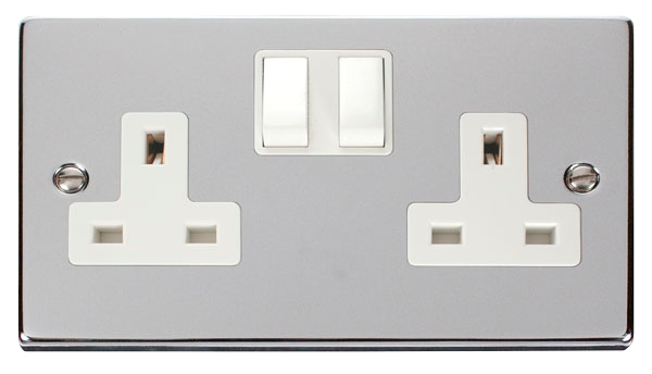 Click Deco VPCH036WH Victorian 13A 2G DP Switched Socket - Polished Ch ...