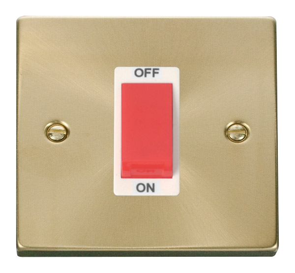 Click Deco VPSB200WH Victorian 45A 1G Double Pole Switch - Satin Brass ...