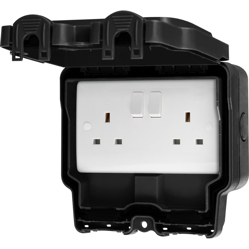 LIVE Electrical WJ2G2P-B IP66 2 Gang 13A Double Pole Switched Socket ...