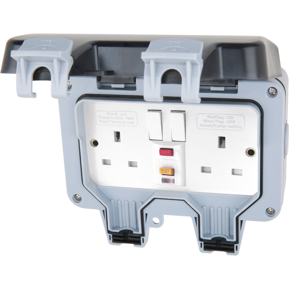 LIVE Electrical WPR2G13A Weatherproof IP66 13A 2-Gang Type A RCD ...