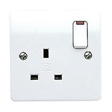 MK Logic Plus K2657WHI 13A 1 Gang DP Switch Socket with Neons & Dual ...
