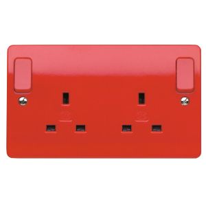 Buy MK Logic Plus K2746D1RED Red 13A 2 Gang DP Switched Socket with ...