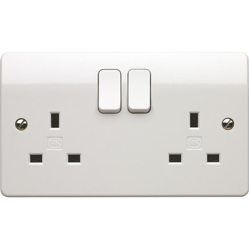 MK Logic Plus K2747STWHI White Moulded 13A 2G DP Switched Socket with ...